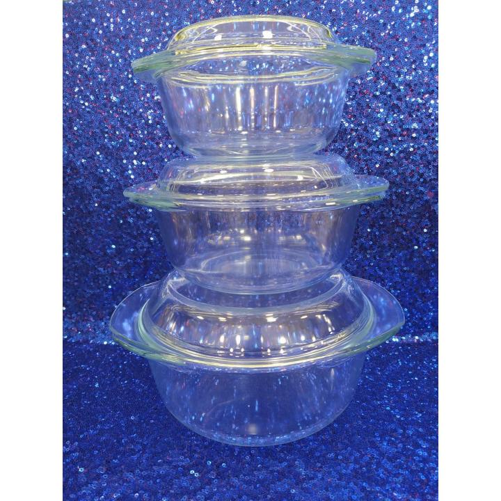 Oven Proof Glass Serving Dish - Transparent 3 Pcs Set. Oven Use And ...