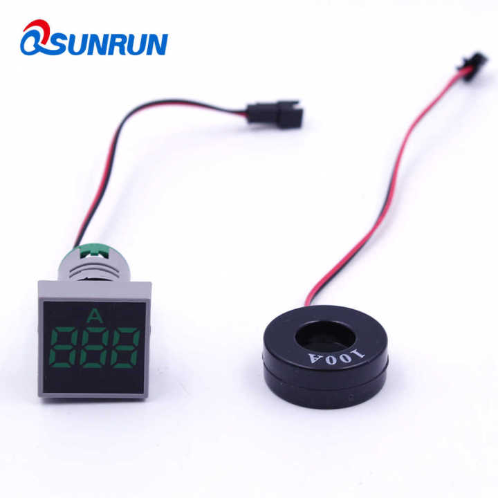 22MM AC Ammeter 0-100A Square Panel LED Digital Ampere Meter Indicator ...