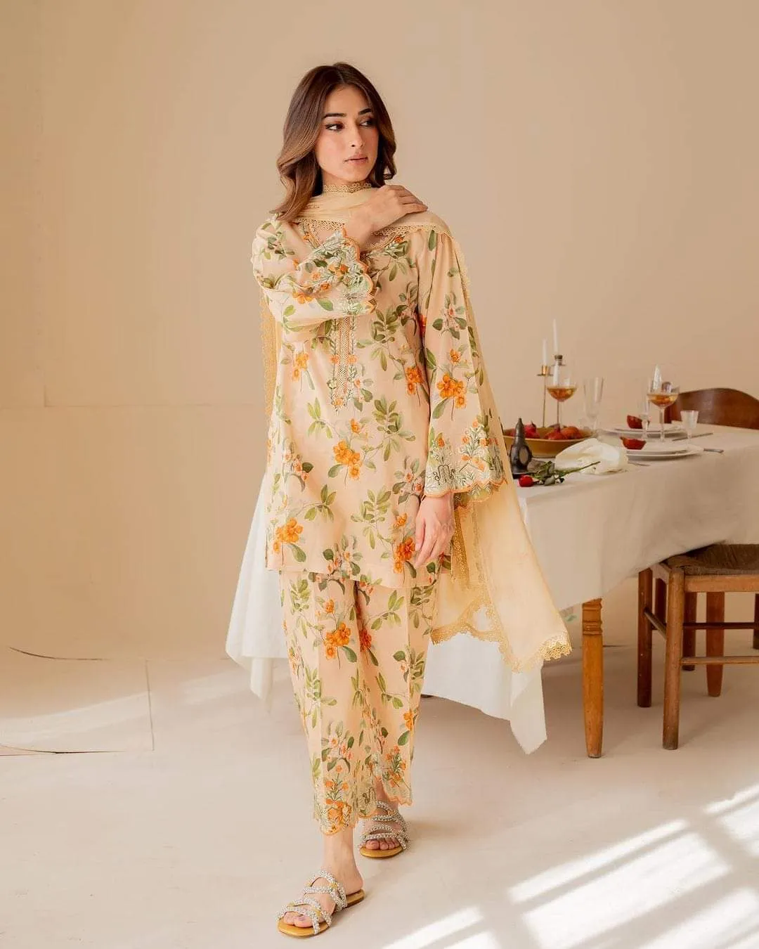 AC cotton Readymade Three Piece Collection With Computer Embroidery ...