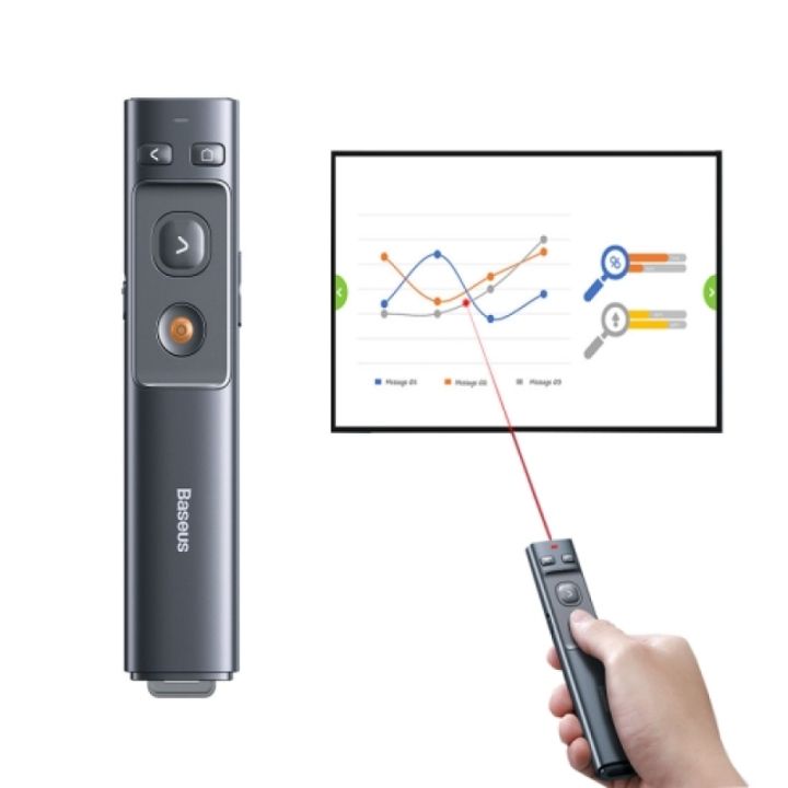 BASEUS Wireless Presenter Pen 2.4GHZ USB C Adapter Handheld Remote ...