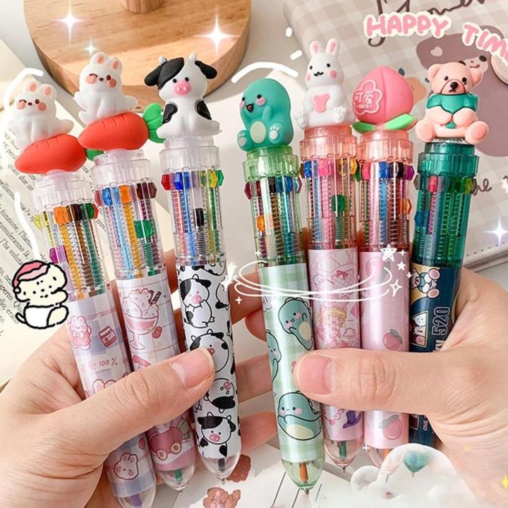 1PC Cute Animal Cartoon 0.7mm Ballpoint Pen 10 Colors Ink Multicolored ...