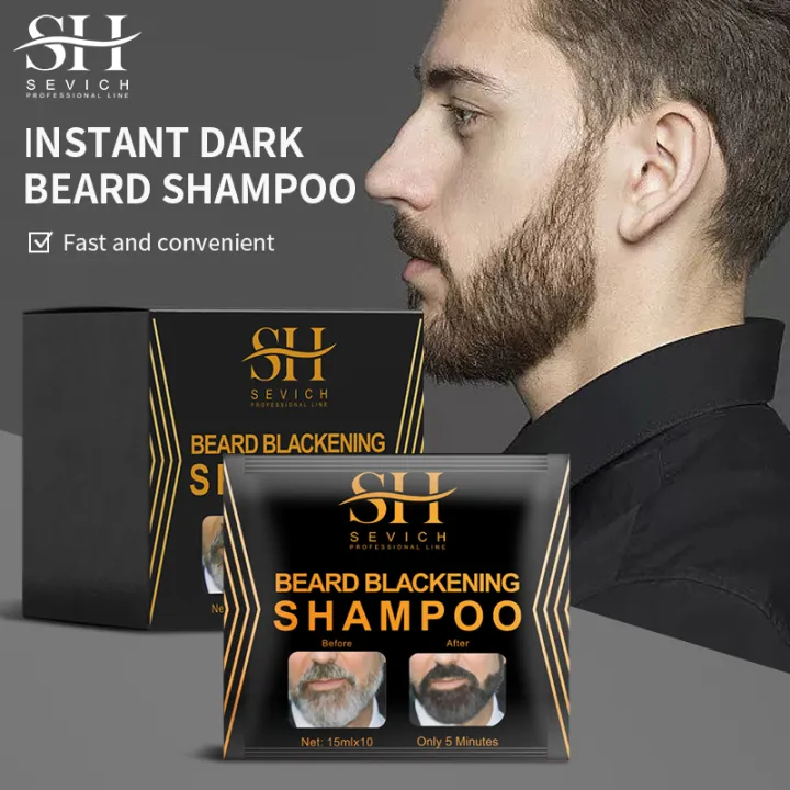 SEVICH 5Mins Blackening Beard Shampoo Dye Beard Into Black-1Box/10Pcs ...