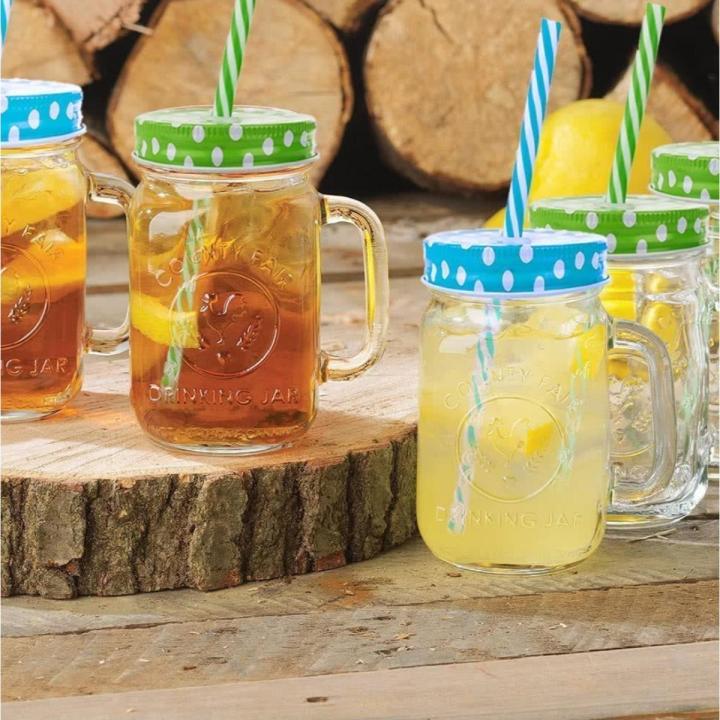 Juice Glass Straw Jar With Lid And Straw - Enjoy Your Favorite Cold ...