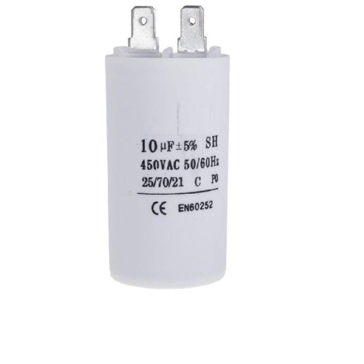 CBB60 Run Capacitor 10uF 450V AC Double Insert 50/60Hz Cylinder White ...