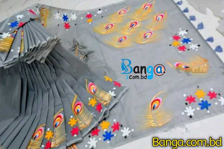 Exclusive Design Half Silk Hand-Print Saree for Women - Sari | Daraz.com.bd