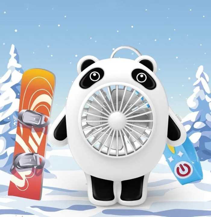 Panda Keychain Small Fan Portable Cartoon Student Handheld USB Charging ...
