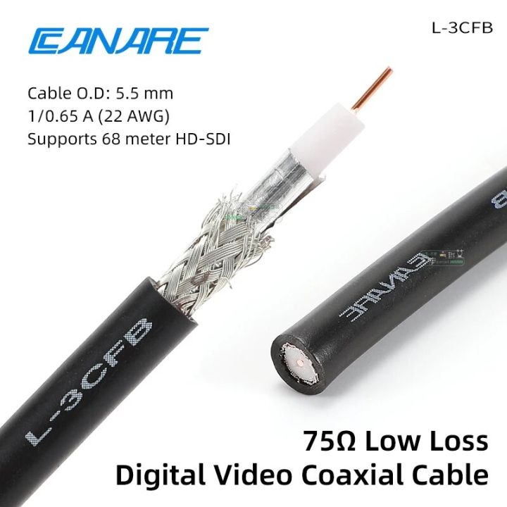CANARE 75 Ω L-3CFB BNC Low Loss Video Coaxial Cable HD 3G 12G SDI Broadcast Transmission HD ...