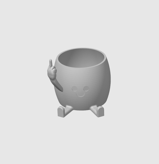 Happy Sitting Middle Finger Pot 3D‑Printed | Unique Desk Planter, Funny ...