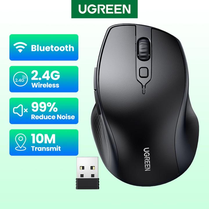 UGREEN 2.4G Bluetooth Wireless Mouse Silent Computer Mouse with USB Receiver, 4000 DPI, Portable ...