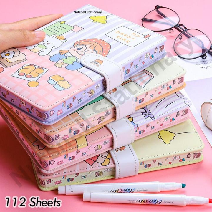 Kawaii Color Inside Page Notebook Cartoon Printed Pu Cover Creative ...
