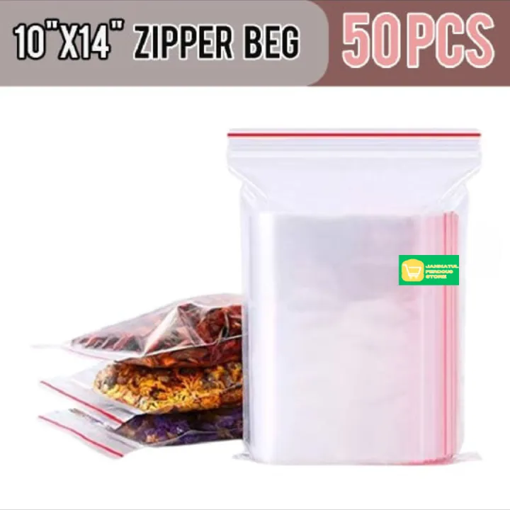 Zip/Zipper Lock Poly Bag-Plastic Packet 10x14 inch Pack of 50 Pcs ...