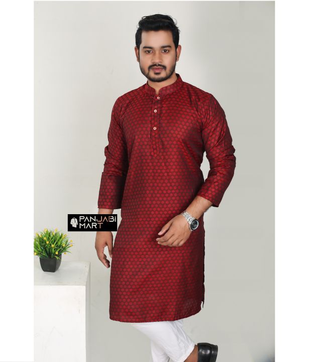 Stylish And Fashionable Peyaj Cotton Panjabi For Men | Daraz.com.bd