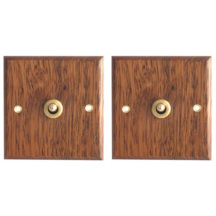 3X 86 Type Solid Wood Panel Switch Wall Light Retro Brass Toggle Switch ...