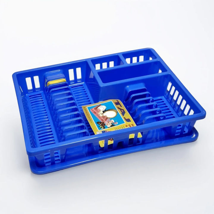 TAJ Kitchen Dish Rack Dish Drainer Tray Stand Blue and Red Compact ...