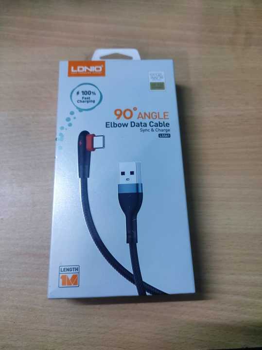 LDNIO LS561 90° Angle Elbow Data Cable Fast Charge Cable Sync and Charge | Daraz.com.bd