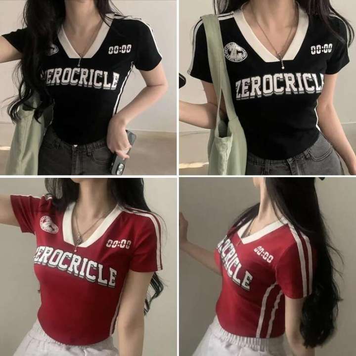 American Retro Jersey Y2k Football Baby Close fitting Sleeved Top Short ...