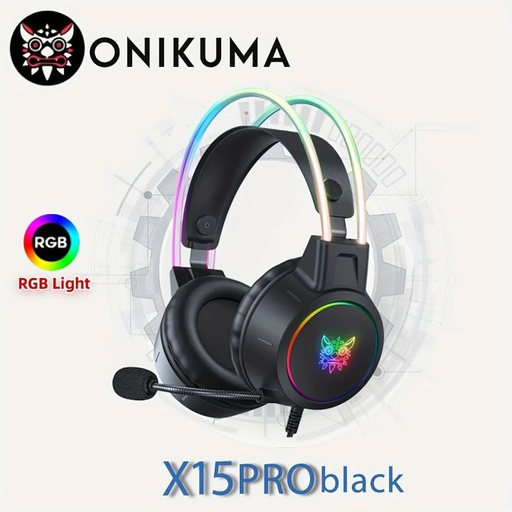 ONIKUMA X15 Pro Gaming Headphones RGB Head Beam with Mic 3.5mm Wired ...