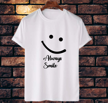 Always Smile T-Shirt For Man| Half Sleeve T Shirt For Men White | Daraz ...