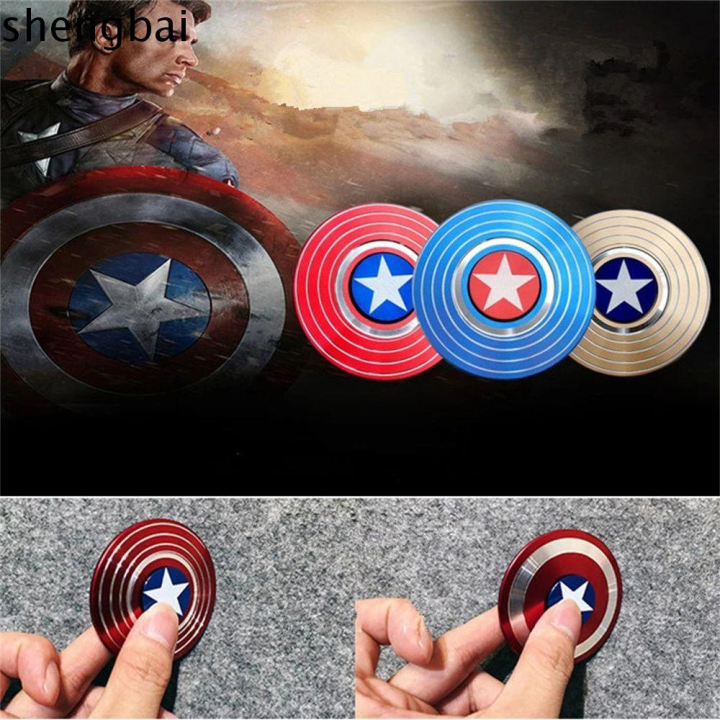 Captain America Shield Metal Tri-Spinner Fidget Hand Finger Spinner ...