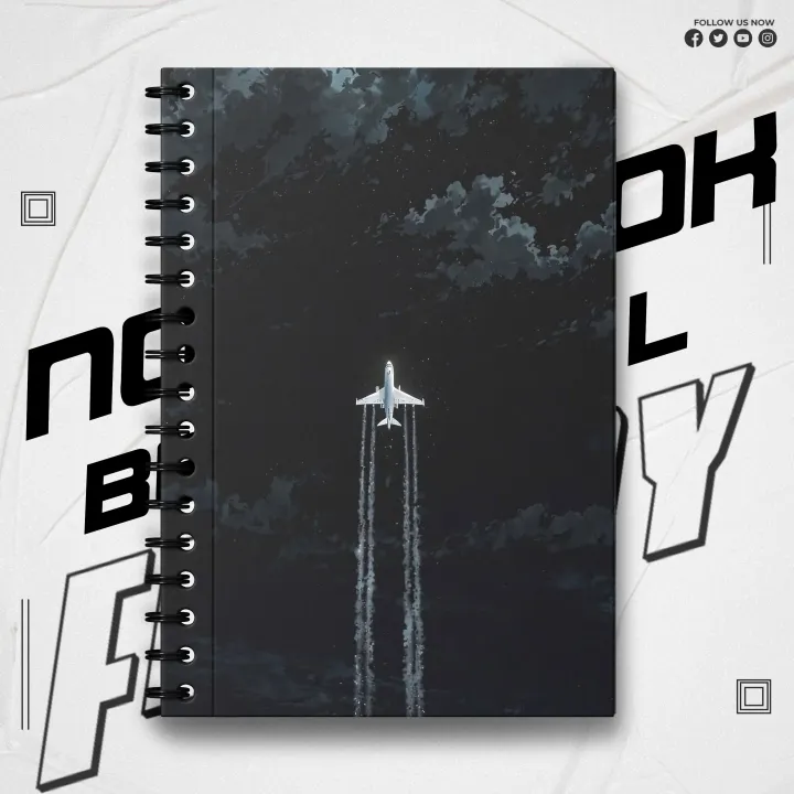 Notebook Dark Sky Flying Airplane Design Writing Journal Pad K591 ...
