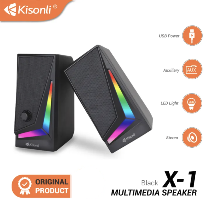 KISONLI X1 USB Wired Multimedia Speaker With Colorful RGB Lights For ...