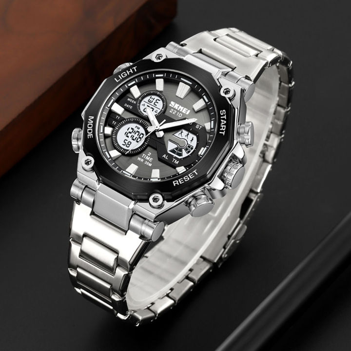 SKMEI 2210 Latest Model Dual Time LED Display Luminous Hands Watch For ...