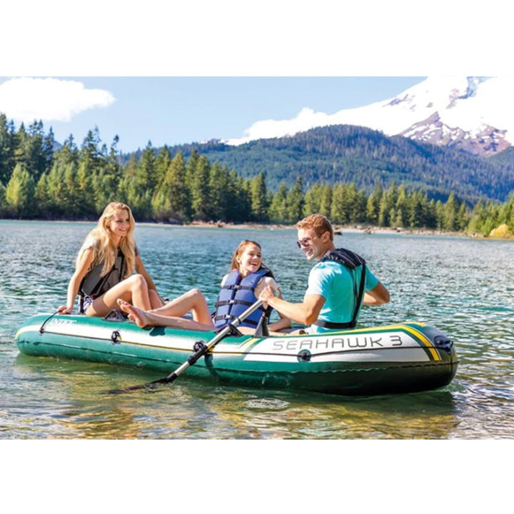 Intex Seahawk 3, 3-Person Inflatable Boat Set with Aluminium Oars and ...