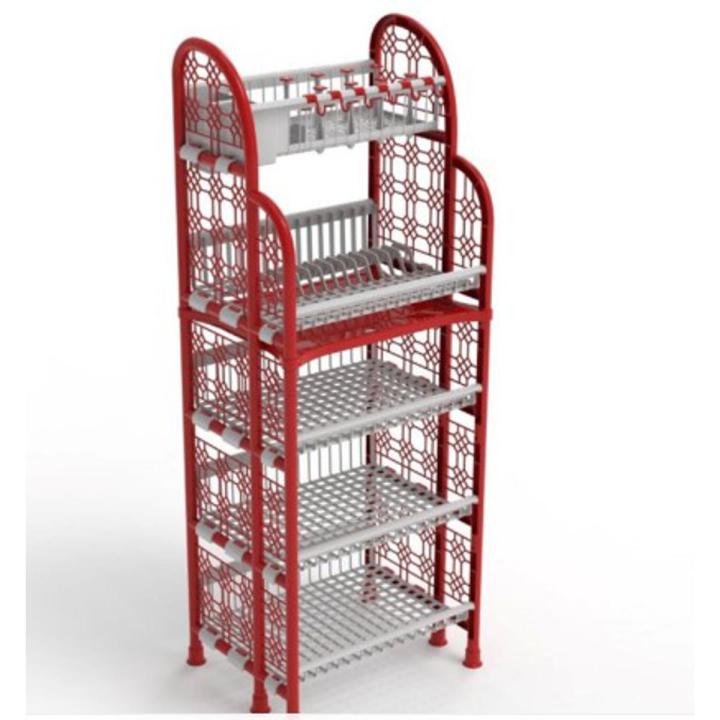 Hexagonal kitchen Rack 5 Step-Red & White | Daraz.com.bd