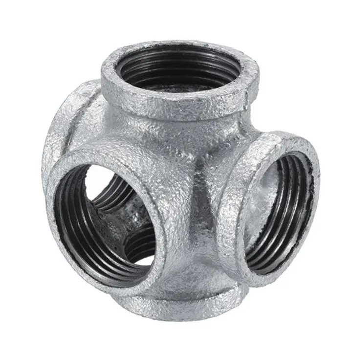 1/2" 3/4" 1" 5 Way Malleable Iron Galvanized Outlet Cross Female Pipe ...