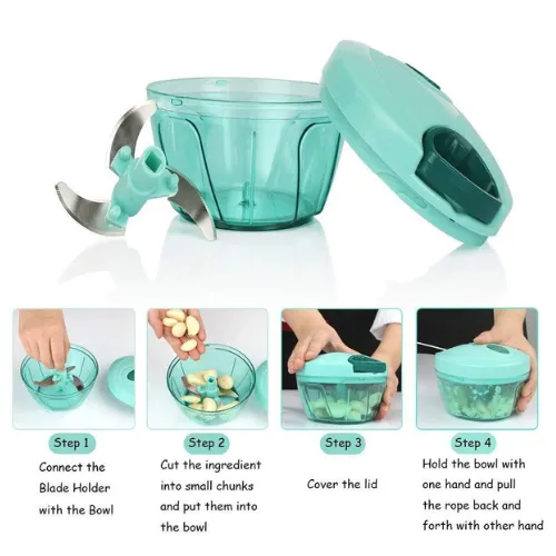 Vegetable Chopper Handy Quick Cutter For Kitchen, 3 Blade Stainless ...