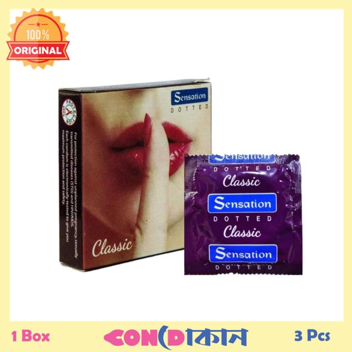 Sensation Super Dotted Classic Flavor Condom 1 Box (3 pcs) | Daraz.com.bd