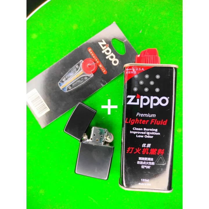 Zippo Lighter with 6 Flints With Lighters oil 133ml SET 3- COMBO Pack ...