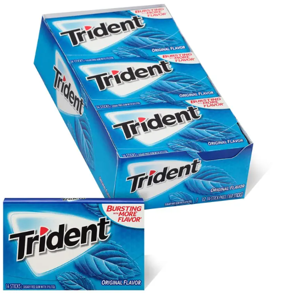 Trident Original Flavor Chewing Gum Full Box - 12 Pack (Sugar-Free ...