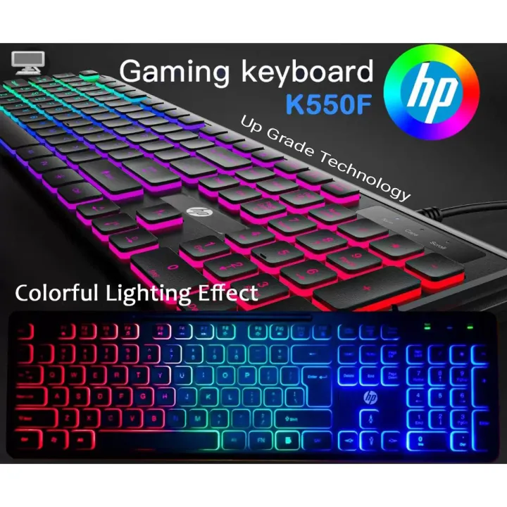 HP K550F Keyboard RGB Gaming Keyboard Colorful Lighting Effect Smart ...