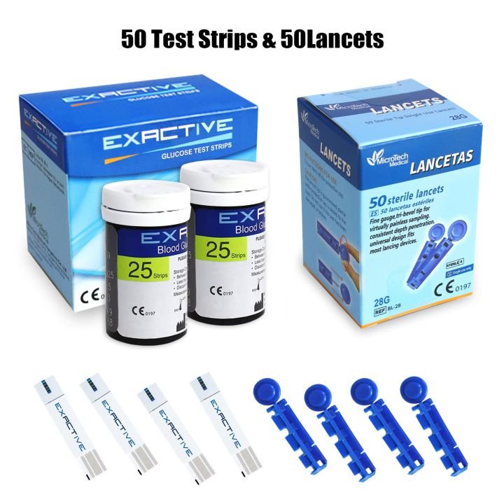 EXACTIVE VITAL Blood Glucose Test Strips, 50 pcs Test Strips and 50 pcs ...