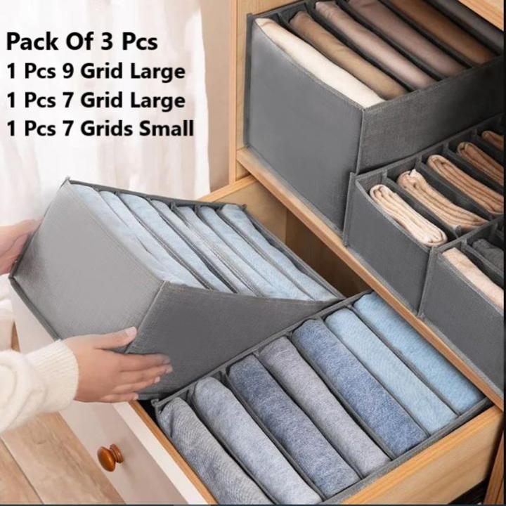 Premium Quality Cloth Organizer Box 3 In 1 (3Pcs) Closet Storage drawer ...