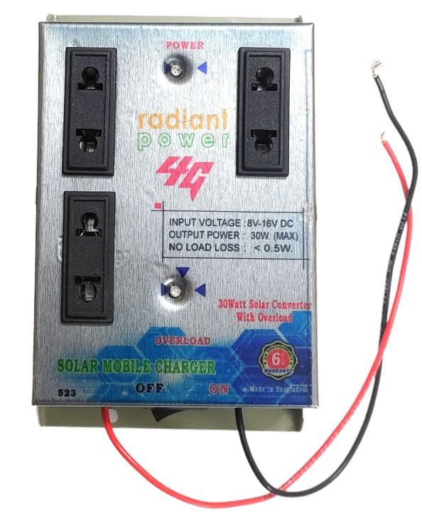 Solar Adapter 12V DC to 220V Converter 3 ‍Socket/30W Mini Inverter ...