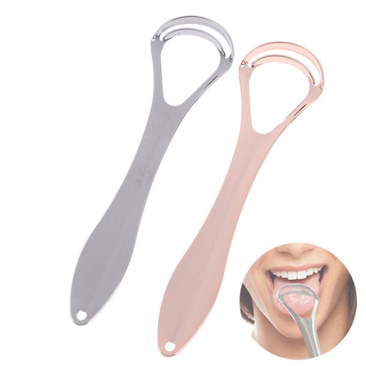 Double Layer Tongue Scraper Stainless Steel Oral Tongue Cleaner Mouth ...