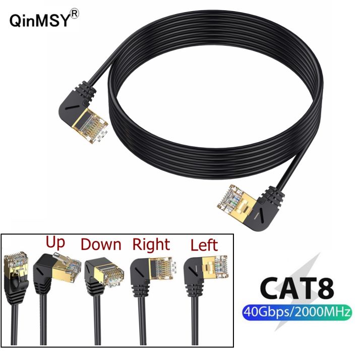 0.5M Cat8 Ethernet Cable Cord SFTP 40Gbps 2000MHz Cat 8 RJ45 Network Lan 90 Degree Up Down Left ...