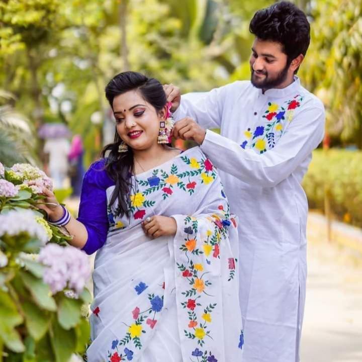 Couple Set Sharee And Panjabi - Sari | Daraz.com.bd