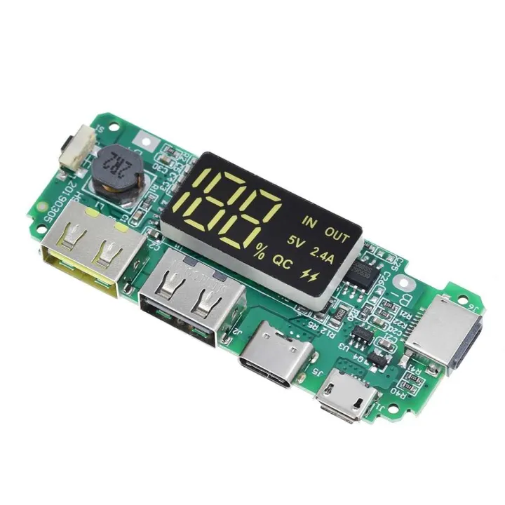 LED Dual USB 5V 2.4A Micro/Type-C USB 18650 Fast Charging Power Bank ...
