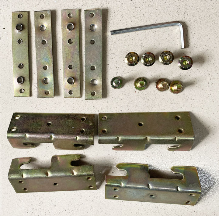 1 set Furniture wood bed joint bracket fitting snap connectors MS Steel ...