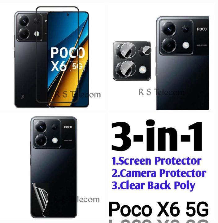 3-in-1 Combo Pack for Poco X6 5G Screen Protector OG Glass Camera ...