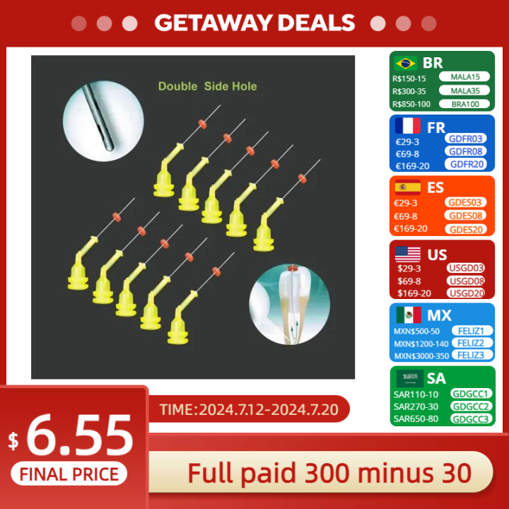 10pc Reusable Dental Irrigation Endo Needle Tip 31G Elbow Double Side ...