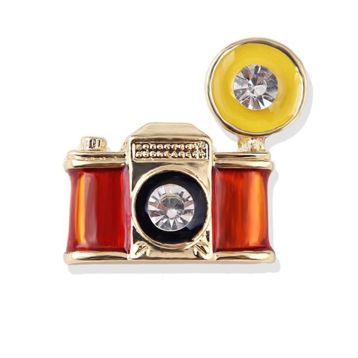 【Toy life hall】Vintage Enamel Mini Camera Brooch Sweater Scarf Jewelry ...