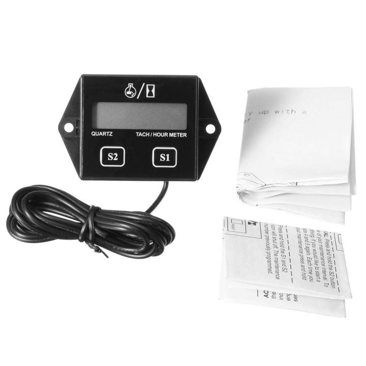 LCD Digital Tach Tachometer Hour Meter For Motors Motorcycle ATV ...