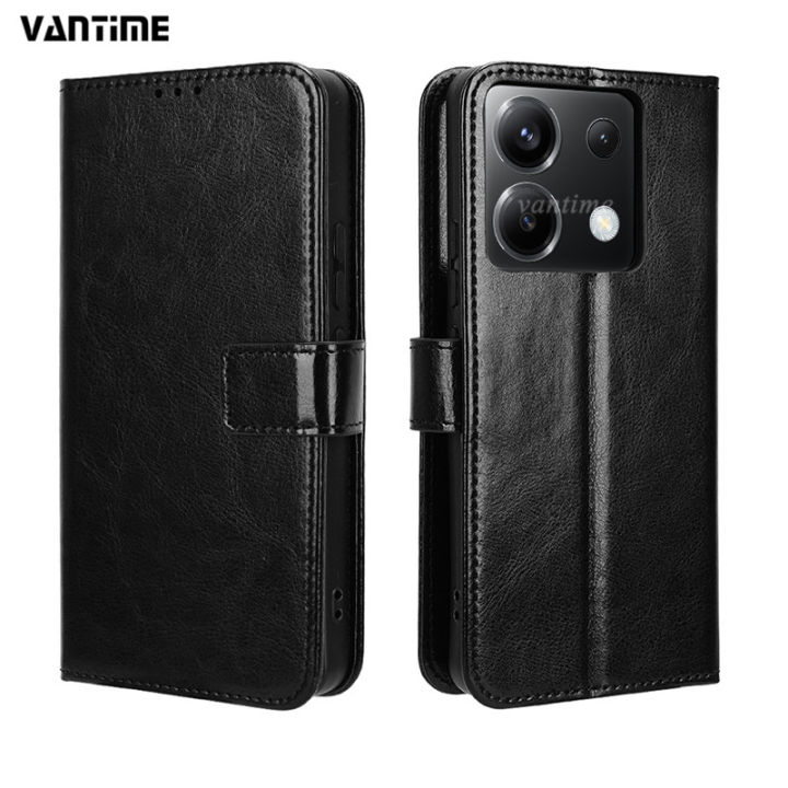 Vantime for Xiaomi Redmi Note 13 Pro 5G / Poco X6 5G Retro Crazy-horse Wallet Case Cards Holder ...