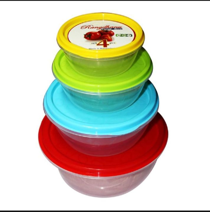 Plastic Rangdhanu Food Box Set 4 pcs | Daraz.com.bd