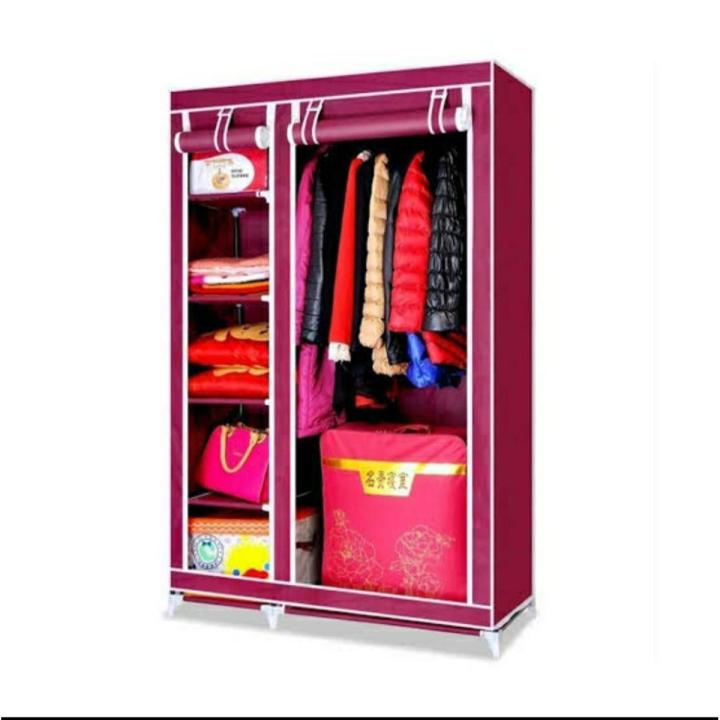 2 Door Storage Wardrobe Foldable and Movable Cloth/Fabric Wardrobe with ...