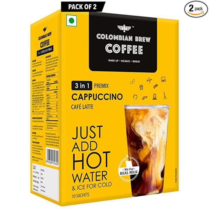 Colombian Brew 3 in 1 Cappuccino Café Latte, Instant Coffee Powder ...